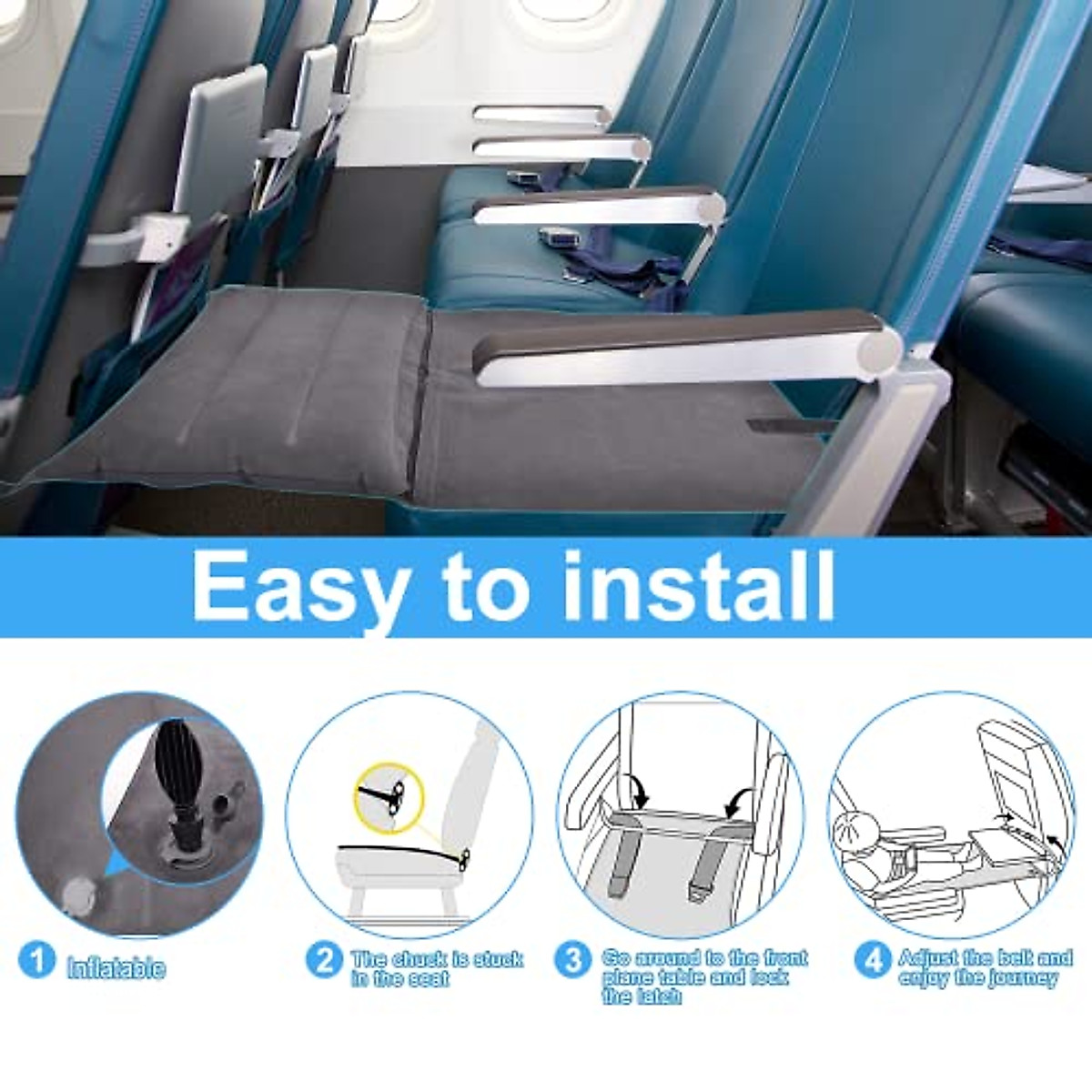 WERKON Multi-Purpose Portable Baby Travel Crib, Folds Down to The Size of a Water Cup.Toddler Airplane Travel Bed with Eye Mask and Earplugs,Travel Essentials Accessories for Kids(Gray)