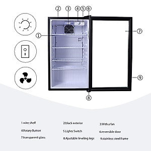 COOLLIFE Mini Fridge Cooler with Glass, 100 Can Beverage Refrigerator with Reversible Door for Beer Soda or Wine-3.2cu ft Small Drink Center Dispenser Perfect for Office/Basements/Home Bar