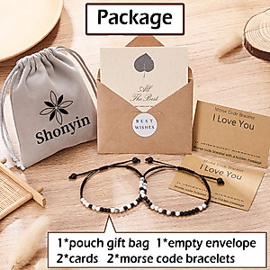 Shonyin Couples Bracelets Gifts for Boyfriend Girlfriend I Love You Morse Code Bracelets Matching Bracelets for bf Him Her Christmas Valentines Day Birthday Anniversary Jewelry Gift