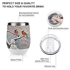WYUSPGK 304 Stainless Steel Insulated Cup, Winter Plum Blossom Print Smooth Rim, Durable & Reusable - Perfect for Office, Home, And Travel