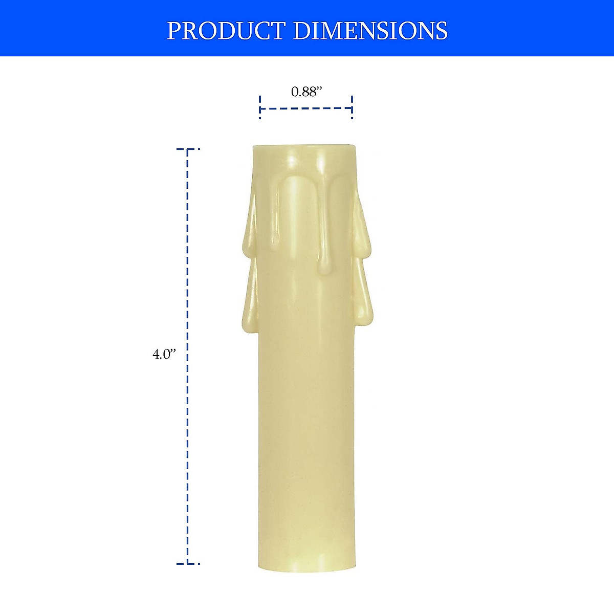 Ciata - 12 Pack - 4 inch Ivory Plastic Drip Candle Covers with 13/16 inch Inside Diameter and 7/8 inch Outside Diameter (4 inch, Ivory)