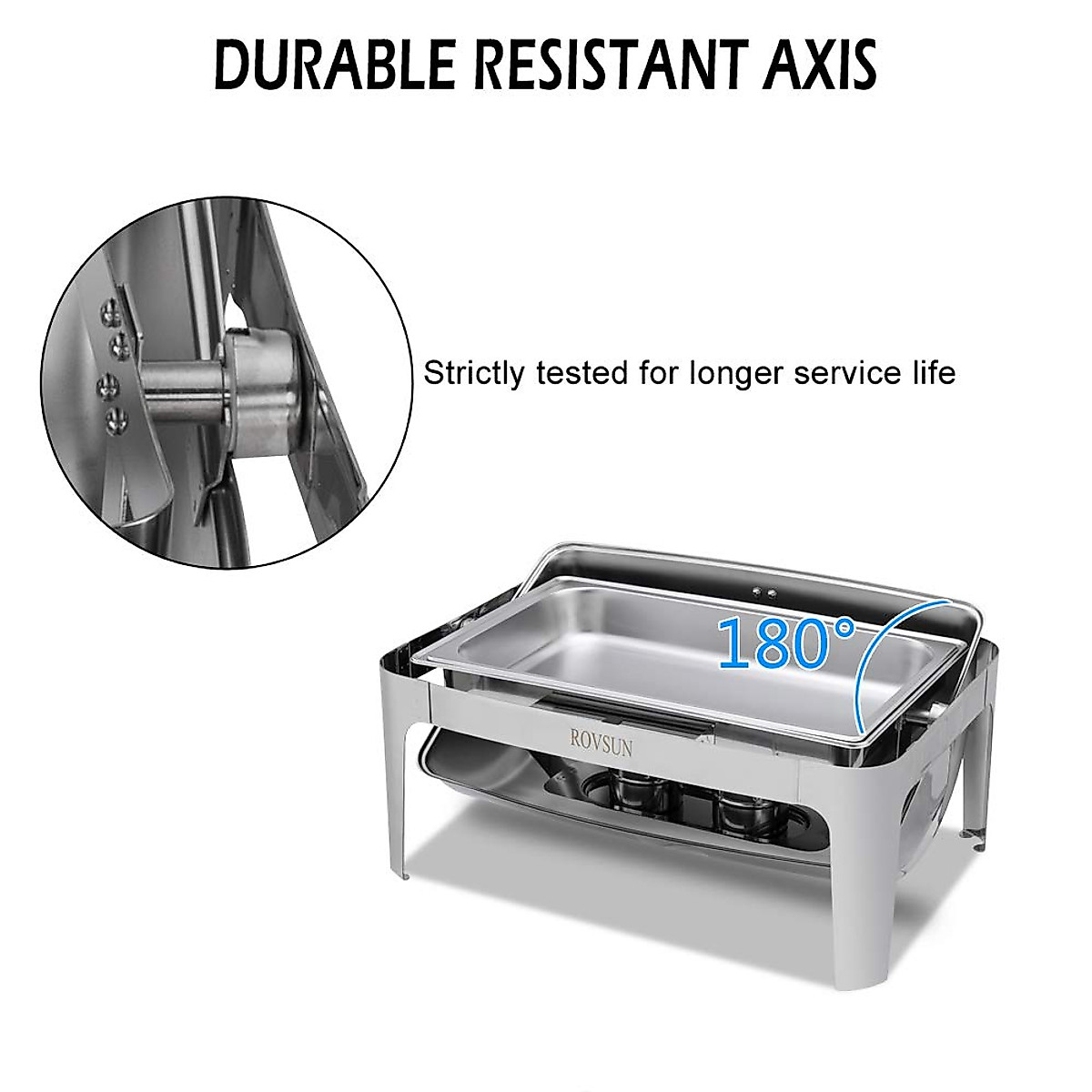 ROVSUN 2-Pack Roll Top Chafing Dish Buffet Set,9 Quart Full Size Pan Chafer, NSF Stainless Steel Rectangular Setfor Wedding,Parties,Banquet, Catering Events