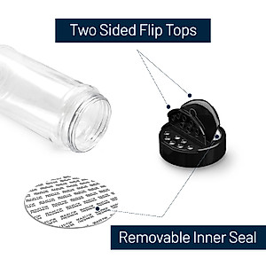 RoyalHouse 6 Pack 16 Oz Plastic Spice Jars with Black Cap, Clear and Safe Plastic Bottle Containers with Shaker Lids for Storing Spice, Herbs and Seasoning Powders, BPA Free, Made in USA