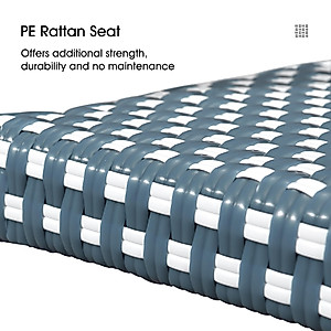 PURPLE LEAF Dining Chair Set of 2 Outdoor French Bistro Chairs Hand-Woven Aluminum Wicker Rattan Chairs for Garden Kitchen Backyard Porch White Print Finish Patio Chairs Light Blue