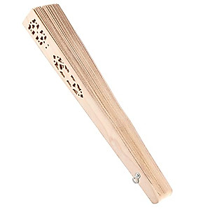 JAPCHET 60 Pack 8 Inch Sandalwood Fan, Vintage Wooden Hand Held Folding Fan, Hollow Carved Handheld Fans for Wedding Decor, Dancing, Birthday Gift, Photo props