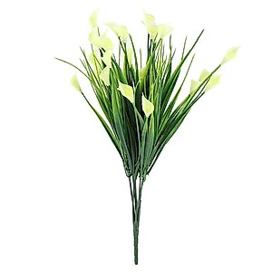 Fdit Artificial Flowers Calla Leaf Fake for Home Garden Party Wedding Decoration (White)