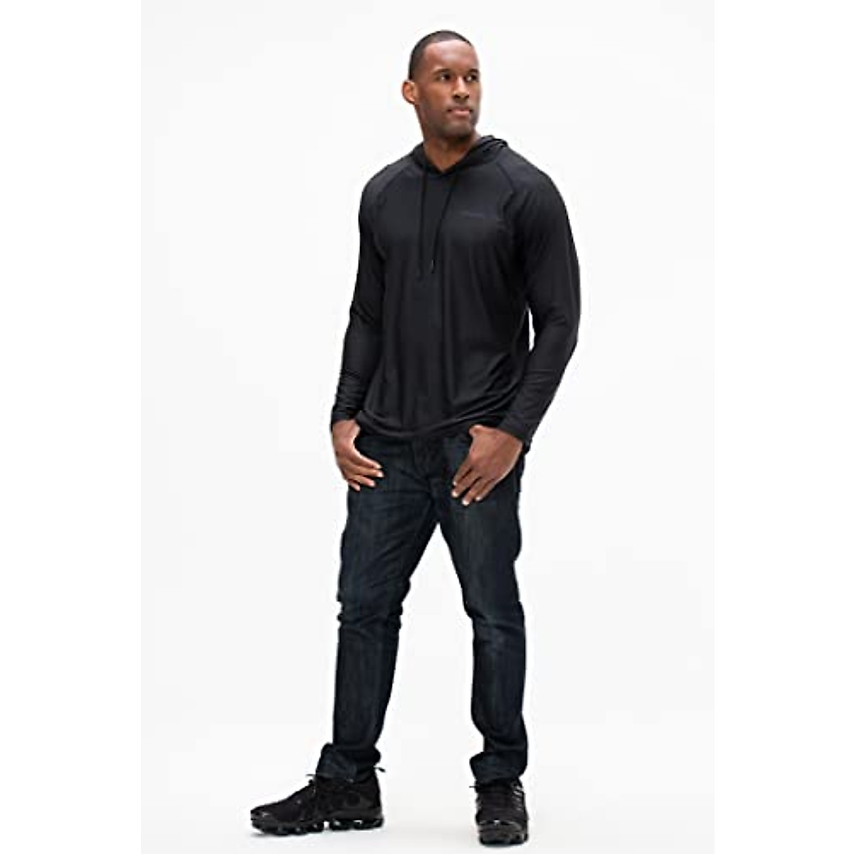 DEVOPS Men's 3 Pack Hoodie Long Sleeve Fishing Hiking Running Workout T-shirts (Small, Black/Blue/Red)