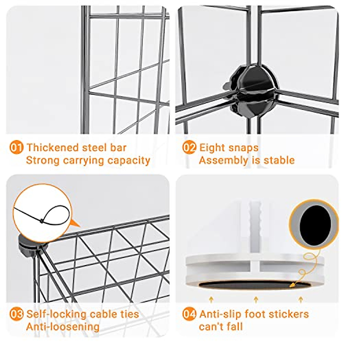 IKARE Cat Cage DIY Indoor Pet Home Small Animal House Detachable Playpen with 3 Doors 3 Tiers for Kitten Puppy Bunny Exercise. (Black，27.6 x 27.6 x 41.3Inch)