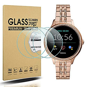 Suoman 3-Pack for NEW Fossil Women's Gen 5E 42mm Screen Protector, 2.5D 9H Hardness Tempered Glass Screen Protector for Fossil Women's Gen 5E 42mm Smartwatch