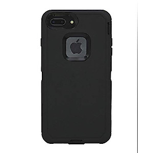 Hand-e Muscle Case for Apple iPhone 8 Plus / iPhone 7 Plus, Triple Layer Protection (Defender), Drop Proof, Hands Free Kickstand & Belt Clip – Black/Black