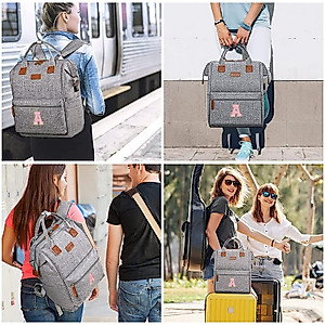 Personalized Initial Laptop Backpack for Women-Waterproof Teacher Backpack/College Backpack/Nurse Backpack for Work,Travel Bckapack with 15.6" Laptop Compartment-Birthday Gift for Women