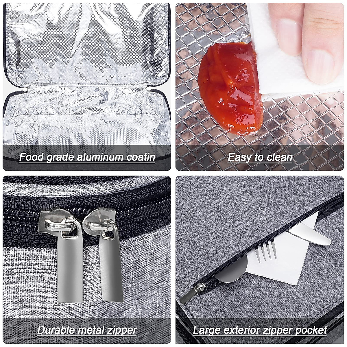 Poruary Double Casserole Carrier for Hot or Cold Food,Expandable Insulated Bag,Perfect Lasagna Holder Tote for Potlucks, Picnics,Beaches,Traveling or Gifts,Fits 9“x13” Baking Dish,Gray