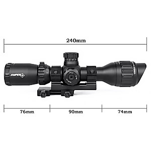 FSI 3-12x33 Rifle Scope R/G/B Illuminated Reticle Parallax Adjustment with Scope Mount