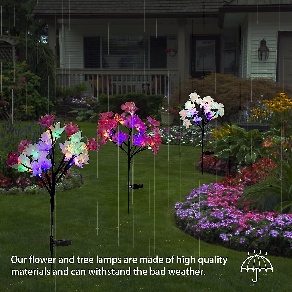 ELTUILMP Outdoor Solar Garden Lights, 2 Pack Solar Patio Lights with 42 Flower Lights Colors Changing LED Solar Powered Lights for Garden Patio Yard Pathway Decoration