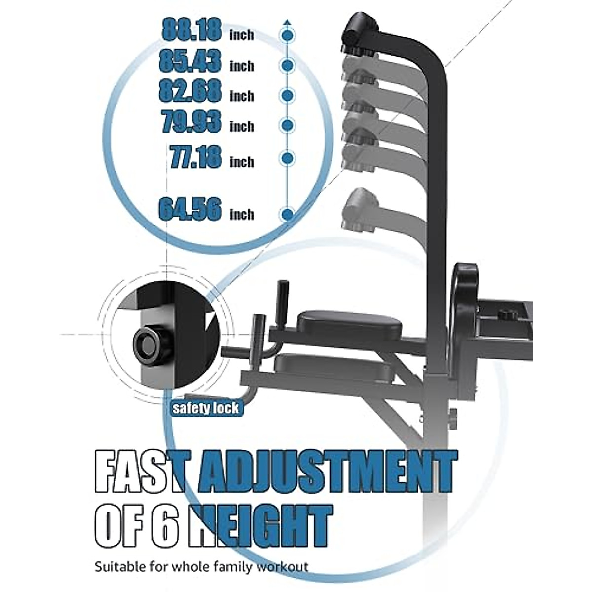 Sportsroyals Power Tower Dip Station Pull Up Bar for Home Gym Strength Training Workout Equipment, 400LBS.