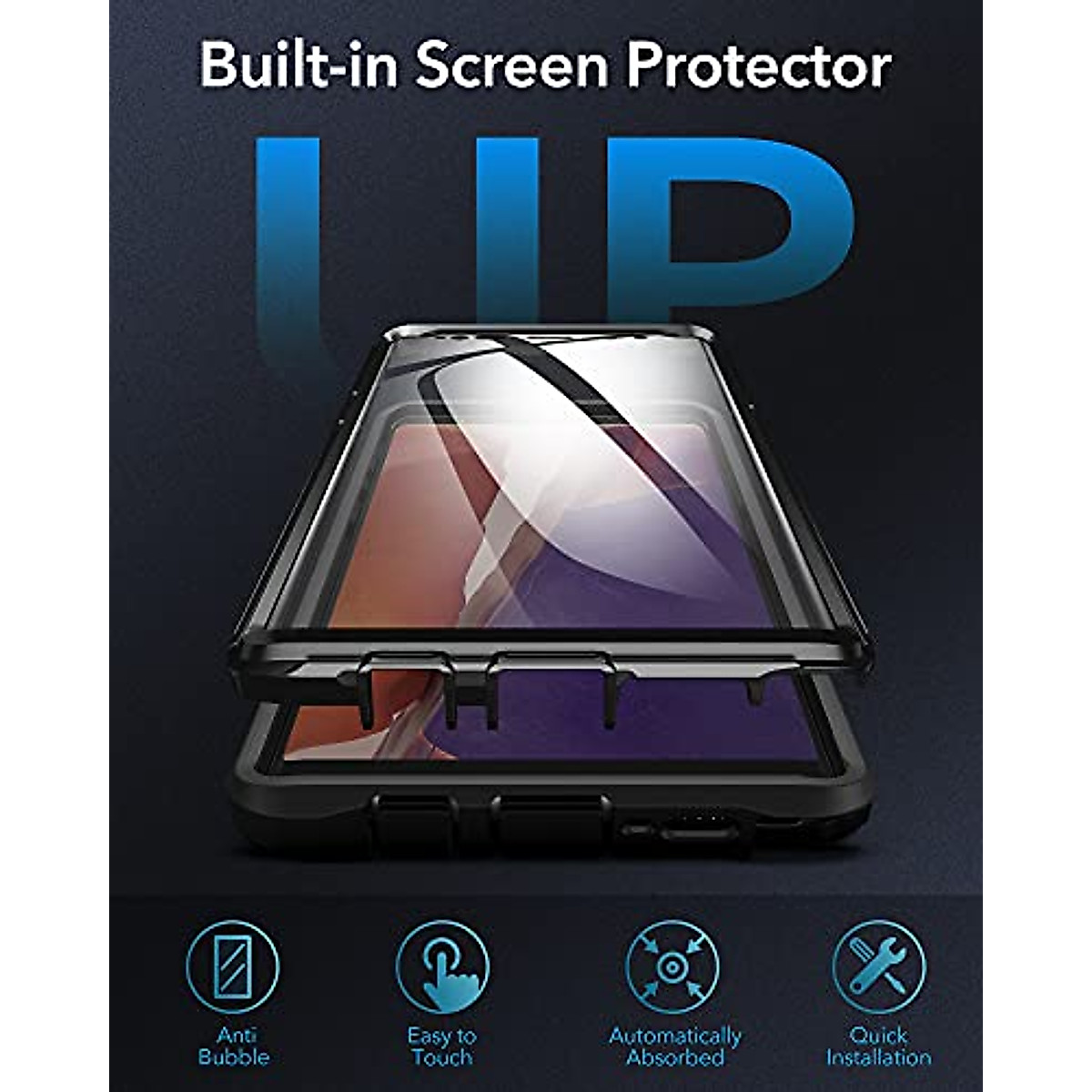 YOUMAKER Kickstand Case for Galaxy Note 9, Full Body with Built-in Screen Protector Heavy Duty Protection Shockproof Rugged Cover for Samsung Galaxy Note 9 6.4 Inch - Black