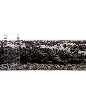 Unique Loom Hygge Shag Collection Area Rug - Trellis (9' x 12' Rectangle, Black and White)