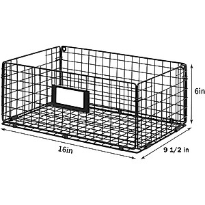 X-cosrack Foldable Cabinet Wall Mount Metal Wire Basket Organizer Pantry Basket with Handles - 3 Pack -16" x 9 1/2" X 6", Food Storage Mesh Bin for Kitchen Bathroom Laundry Closet Garage Patent Design