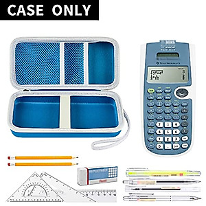 Case Compatible with Texas Instruments TI-30XS for MultiView Scientific Calculator, Storage Holder Carrying Organizer Bag with Mesh Pocket for Pens, Pencil, Batteries and Accessories (Box Only) -Blue