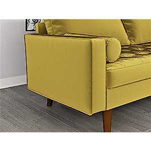 US Pride Furniture NS5459-S Caladeron Mid-Century Modern Sofa in Soft Velvet, Goldenrod