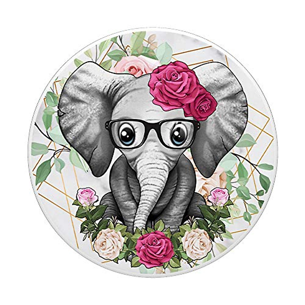 Elephant Sunflower Rose - Cute Elephant Animal Love PopSockets Grip and Stand for Phones and Tablets