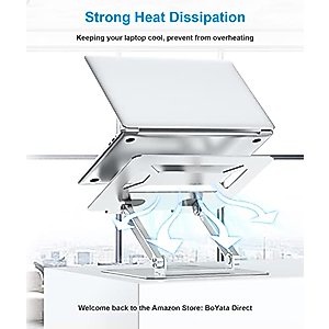 BoYata Laptop Stand for Desk, Adjustable Computer Stand with 360° Rotating Base, Ergonomic Foldable Laptop Riser Holder for Collaborative Work, Compatible with All MacBook Pro/Air, Notebook up to 17"