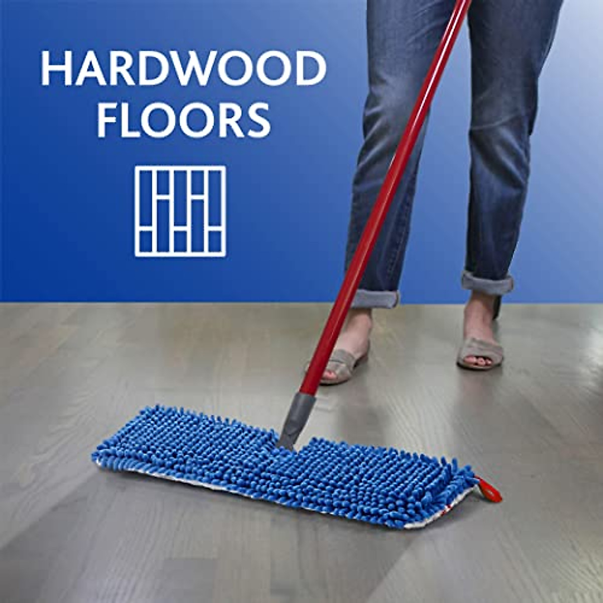 O-Cedar Hardwood Floor 'N More 3-Action Mop with 1 Extra Refill | Microfiber Mop with 3pc Handle | Use Wet or Dry, Red
