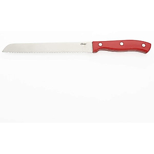 Oster Evansville 14 Piece Stainless Steel Cutlery Block Set, Red Handles