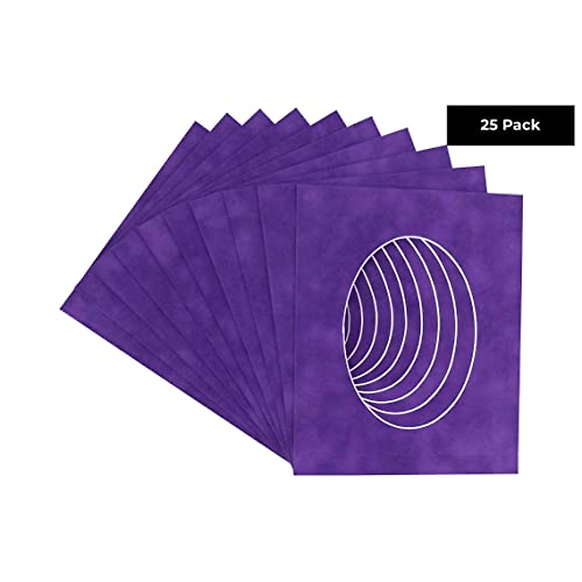 11x17 Mat Bevel Cut for 9x13 Photos - Precut Purple Crocus Suede Oval Shaped Photo Mat Board Opening - Acid Free Matte to Protect Your Pictures - Bevel Cut for Family Photos, Pack of 25 Matboards Show