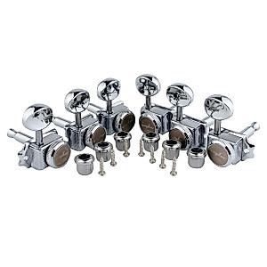 Guyker 6 Inline Vintage Guitar Lock String Tuners – Locking Tuning Key Pegs Machine Heads Replacement for ST TL Style Electric, Folk or Acoustic Guitars – Chrome