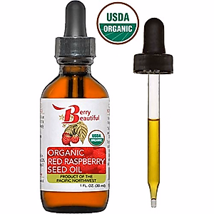 Berry Beautiful Certified Organic Red Raspberry Seed Oil - Cold-pressed from US grown raspberries (1 fl oz)