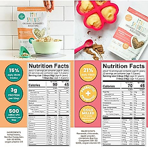 Tiny Sprouts Foods Organic Superseed Boosters with VITAMIN D + PROBIOTICS High OMEGA 3s Fiber Protein Iron Magnesium Designed for Babies Toddlers & Kids Gluten-free Vegan Non GMO (7oz x 4Variety Pack)