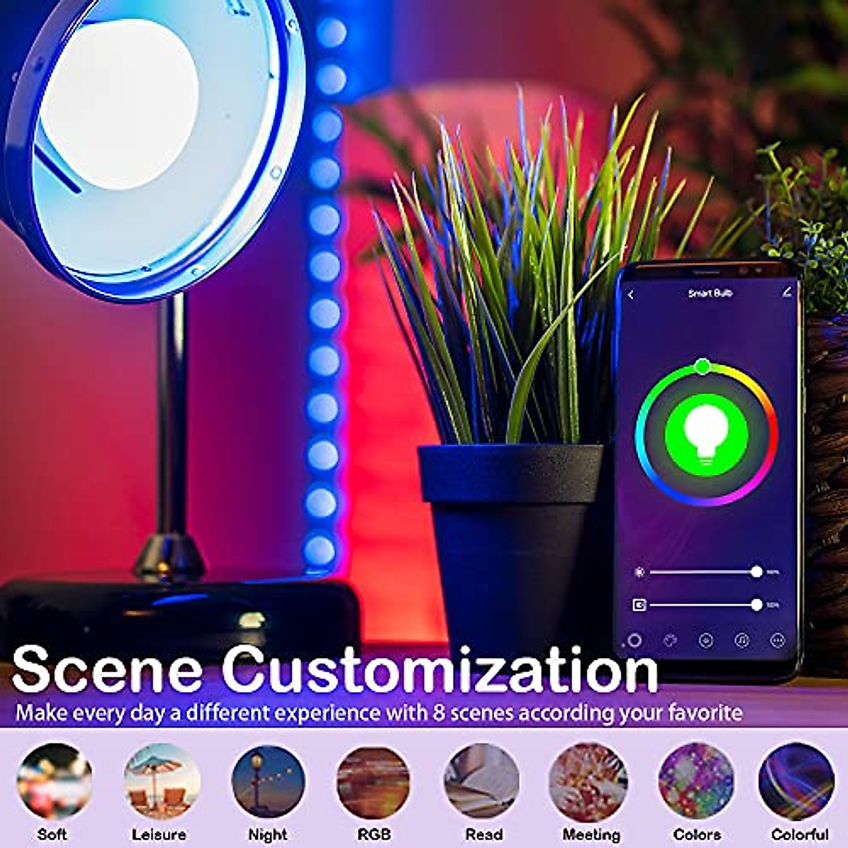 DOGAIN Small Smart Light Bulbs E26 Base A15 RGB Color Changing Light Bulb Compatiple with Alexa Google Home, WiFi LED Light Bulb Dimmable 500LM 40W Equivalent(Only 2.4GHZ), 2 Pack