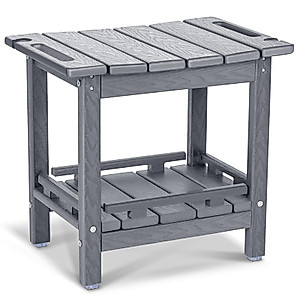 NALONE Shower Bench, HDPE Shower Benches for Inside Shower, Small Shower Chair Seat for Shaving Legs with Storage Shelf & Handles, Indoor and Outdoor Use (Grey)