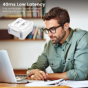 FEDIKER SW4 Wireless Earbuds for PC/Computer/Laptop - App Control - Dongle & Bluetooth - 30ms Low Latency - Headset with Mirophone for PC - Gaming Headset - Work Headphones - Headset for Work (White)