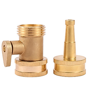 High Pressure Hose Nozzle with Hose Shutoff Valve, Brass Heavy Duty Spray Nozzles for Garden Hose, Water Hose Nozzle, 3/4" GHT Jet Nozzle for Hose Outdoor/Outside-2 Set