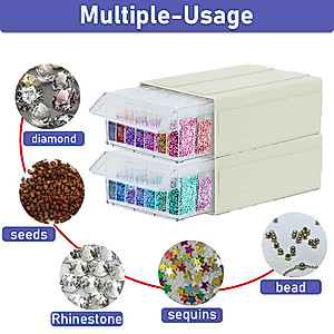 KDO Storage Containers for Diamond Painting, 2 Packs Stackable Craft Storage Organizers 70 Slots Individual Containers for Diamond Art Beads Nail Pill Rhinestones Seed