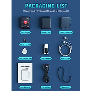 DONEST 64GB MP3 Player Bluetooth 5.2 Touch Screen Music Player with Speakers Lossless Sound Quality mp3 with FM Radio Recording E-Book 1.8 inch Screen Includes Back Clip/Player Case/Earphone/TF Card