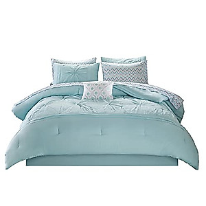 Intelligent Design Toren Complete Bag Tufted Embroidered Comforter with Sheet, Season Bedding Set, Full, Aqua