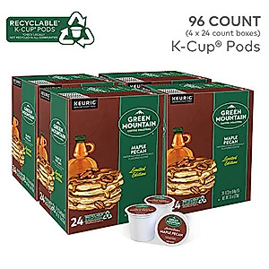 Green Mountain Coffee Roasters Maple Pecan, Single-Serve Keurig K-Cup Pods, Flavored Light Roast Coffee, 24 Count (Pack of 4)