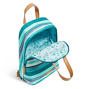 Vera Bradley Women's Straw Mini Beach Totepack Backpack, Spring Mint Stripe, One Size