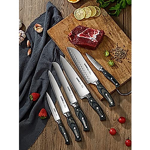 Knipan Kitchen Knife Set with Block, 16 Pieces Professional Stainless Steel Forged Chef Knife Block Set, Ultra Sharp Knives with Wood Handle, Black