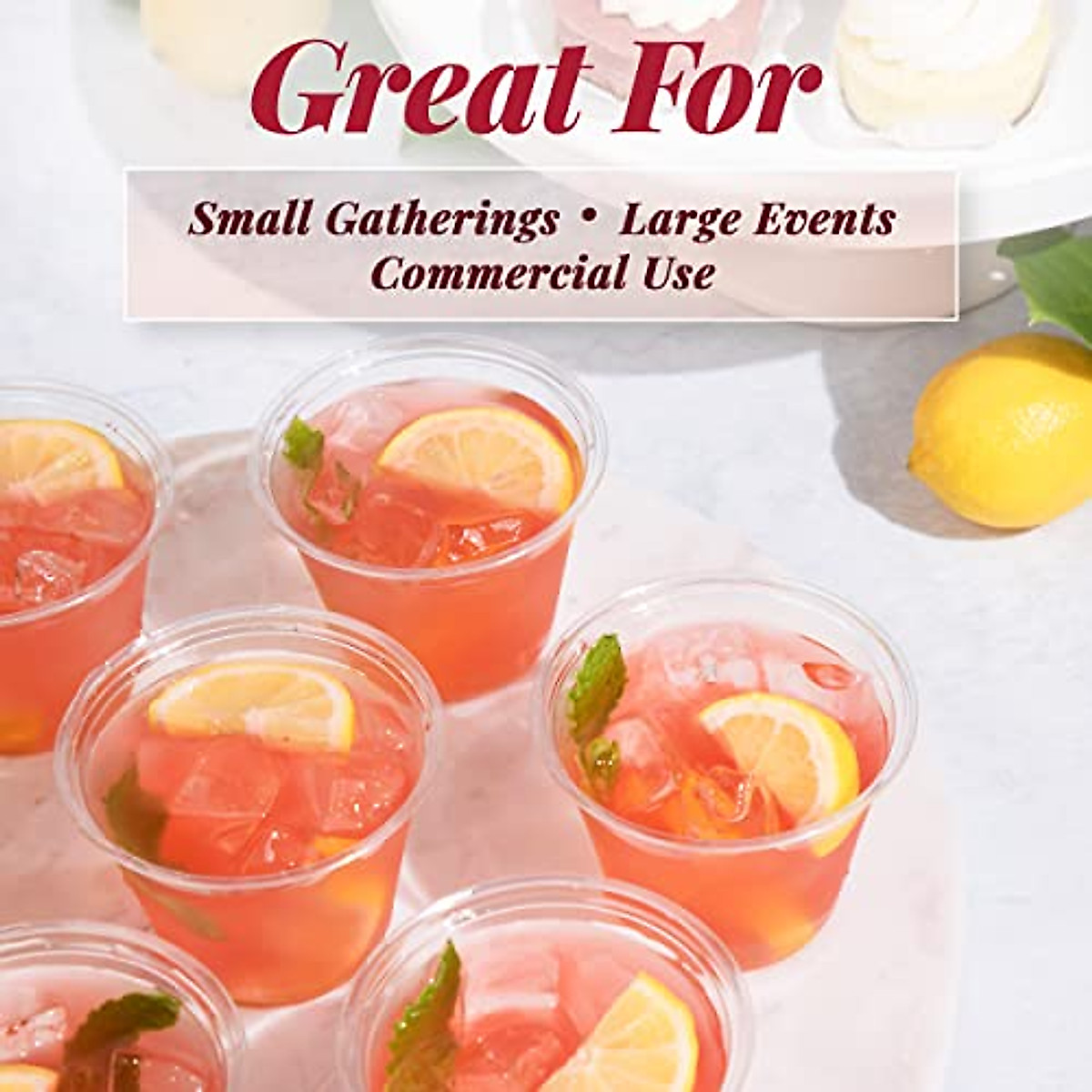 Prestee Clear Plastic Party Cups Disposable - PET Clear Water Plastic Cup Disposable - Plastic Wine Cups - Clear Disposable Cups - Small Cups - Plastic Drinking Cups (50ct 9oz)