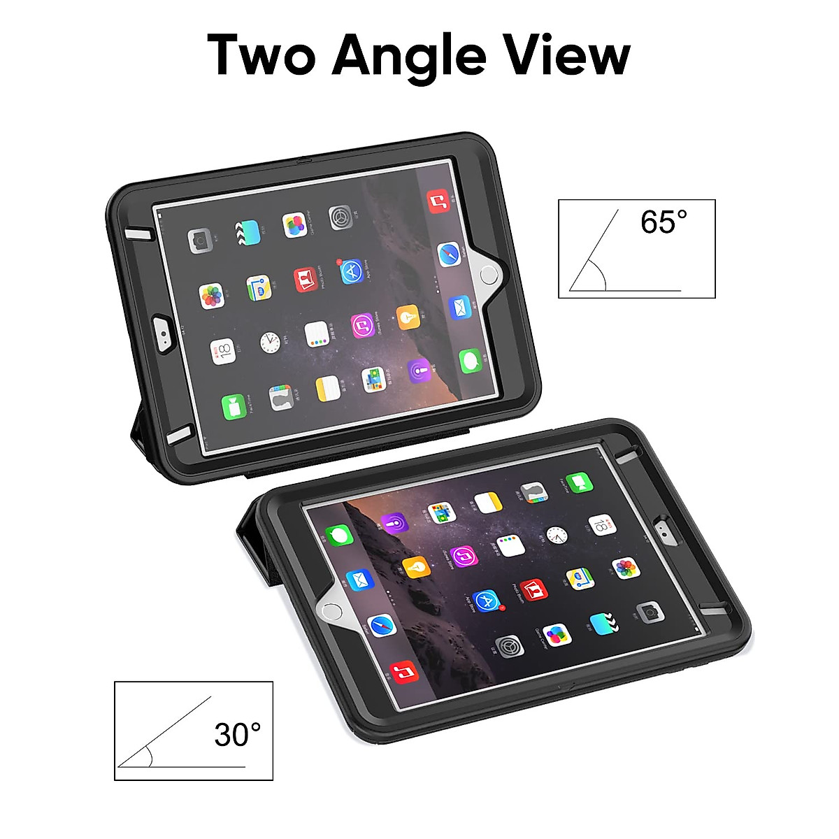 SEYMAC for iPad Mini 5 / Mini 4 Case 7.9", Sturdy Heavy Duty Shockproof Protection Folio Stand Case with Smart Cover Auto Sleep/Wake for iPad Mini 5th / 4th Generation, Black