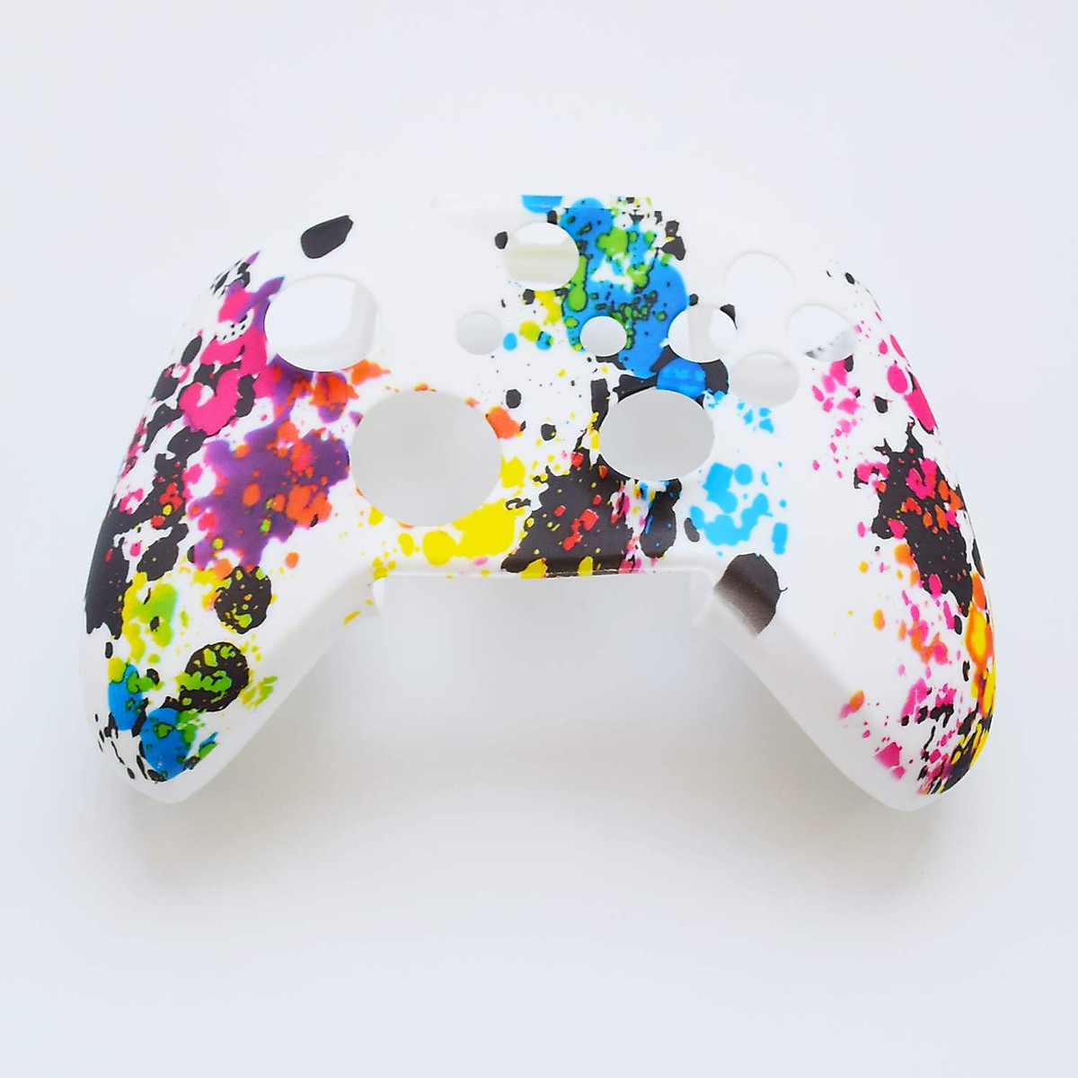Hikfly Silicone Gel Controller Cover Skin Protector Kits for Xbox One/Xbox One S/Xbox One X Controller Video Games(1 x Controller Camouflage cover with 8 x Thumb Grip Caps)(White Paints)
