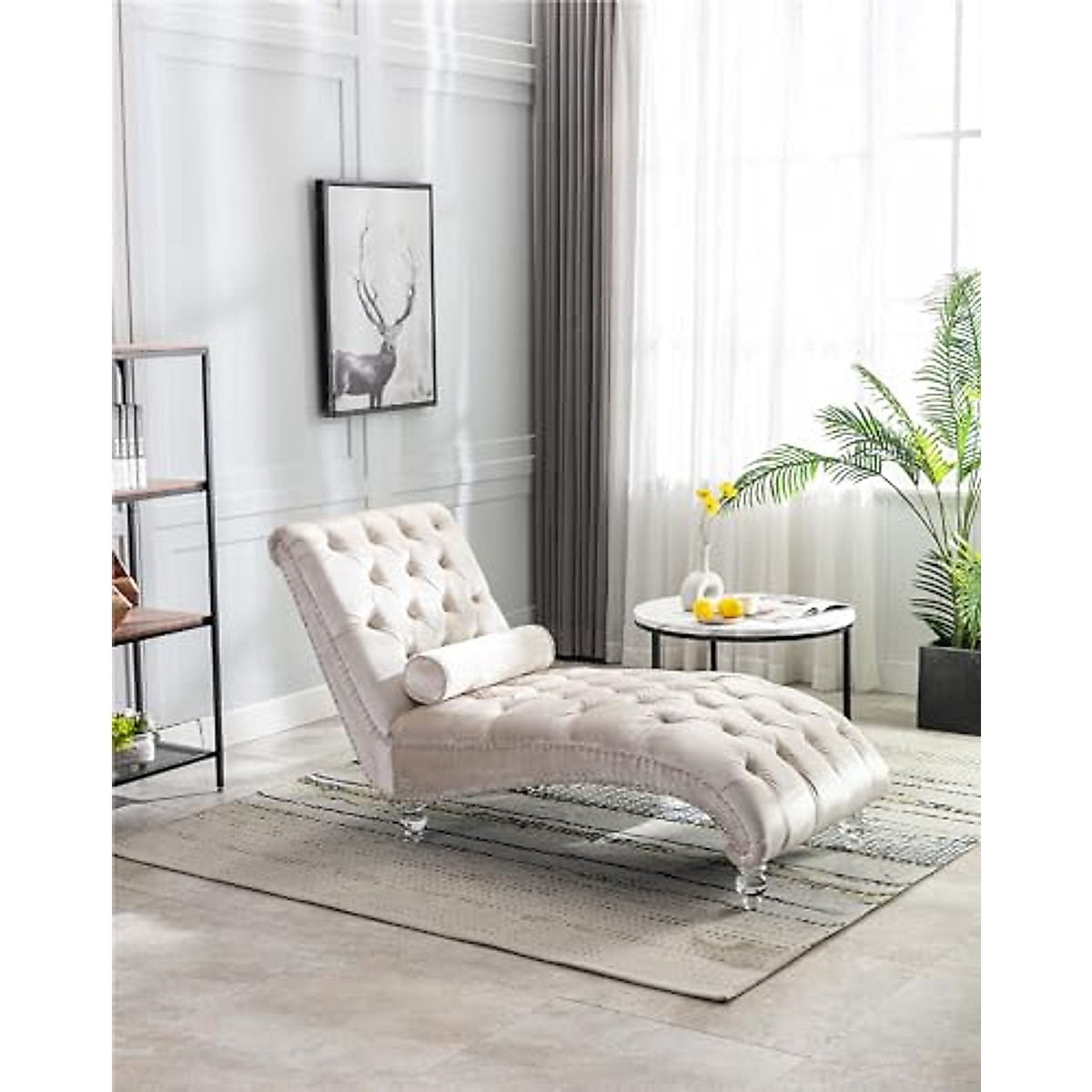 Wycian Sofa Chair Massage, Counter Chairs Velvet Foam Beige Seat Height 17.71" for Living Room Bedroom Dining Rooms Garden Chair Seat Cushion 1PC