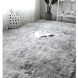 Soft Fluffy Area Rug,Super Cozy Plush Shaggy Rug for Living Room Bedroom Home Decor, Fuzzy Carpet for Kids Girls Nursery Dorm (Grey, 5.3x7.5 Feet)