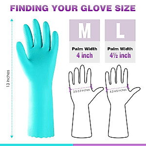 Elgood Reusable Dishwashing Cleaning Gloves with Latex free, Cotton lining ,Kitchen Gloves 2 Pairs,Purple+blue, Medium