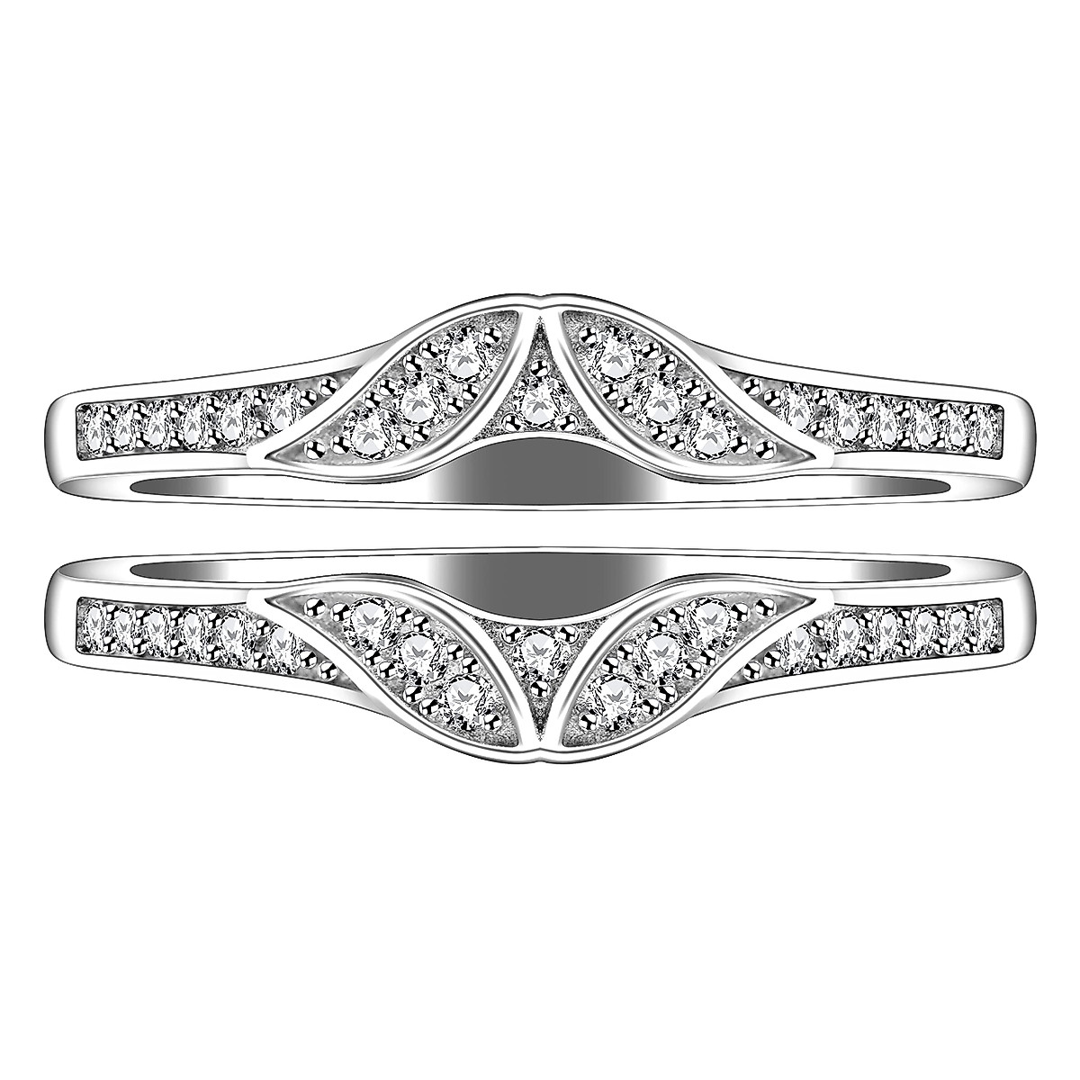 Uloveido 925 Sterling Silver Cubic Zirconia 2 Stackable Rings Enhancer for Women Wedding Engagement Anniversary Promise Rings Y2189 Size 8