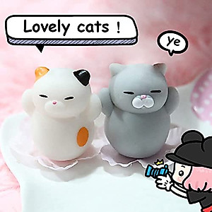 Squishy Cat Toys, 4pcs Soft Silicone Cute Kawaii Stress Relief Toys for Kids Adults Fidget Toy Sensory Stress Anxiety Relief Squeeze Toys for Boys Girls Birthday Gifts Stocking Stuffers Party Favor
